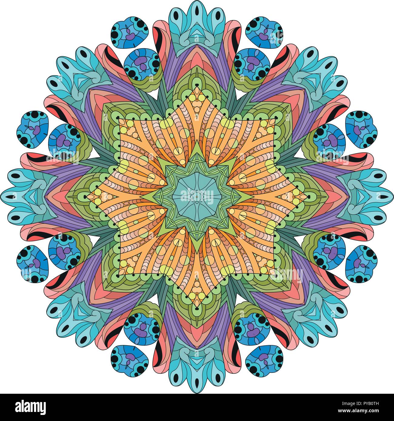 Decorative round ornaments. Unusual flower shape. Oriental vector, Anti ...
