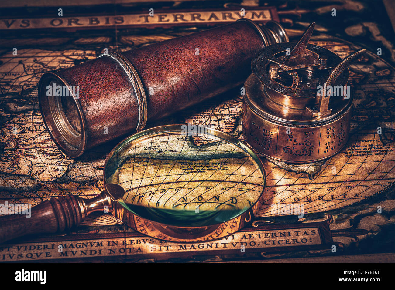 Old vintage compass on ancient map Stock Photo - Alamy