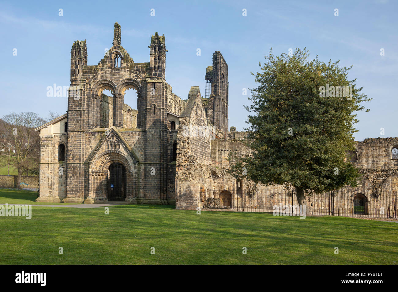 View of Kirkstall Abbey, a ruined Cistercian monastery near Leeds, West ...
