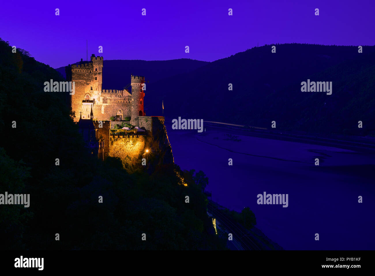 Castle rheinstein illuminated hi-res stock photography and images - Alamy