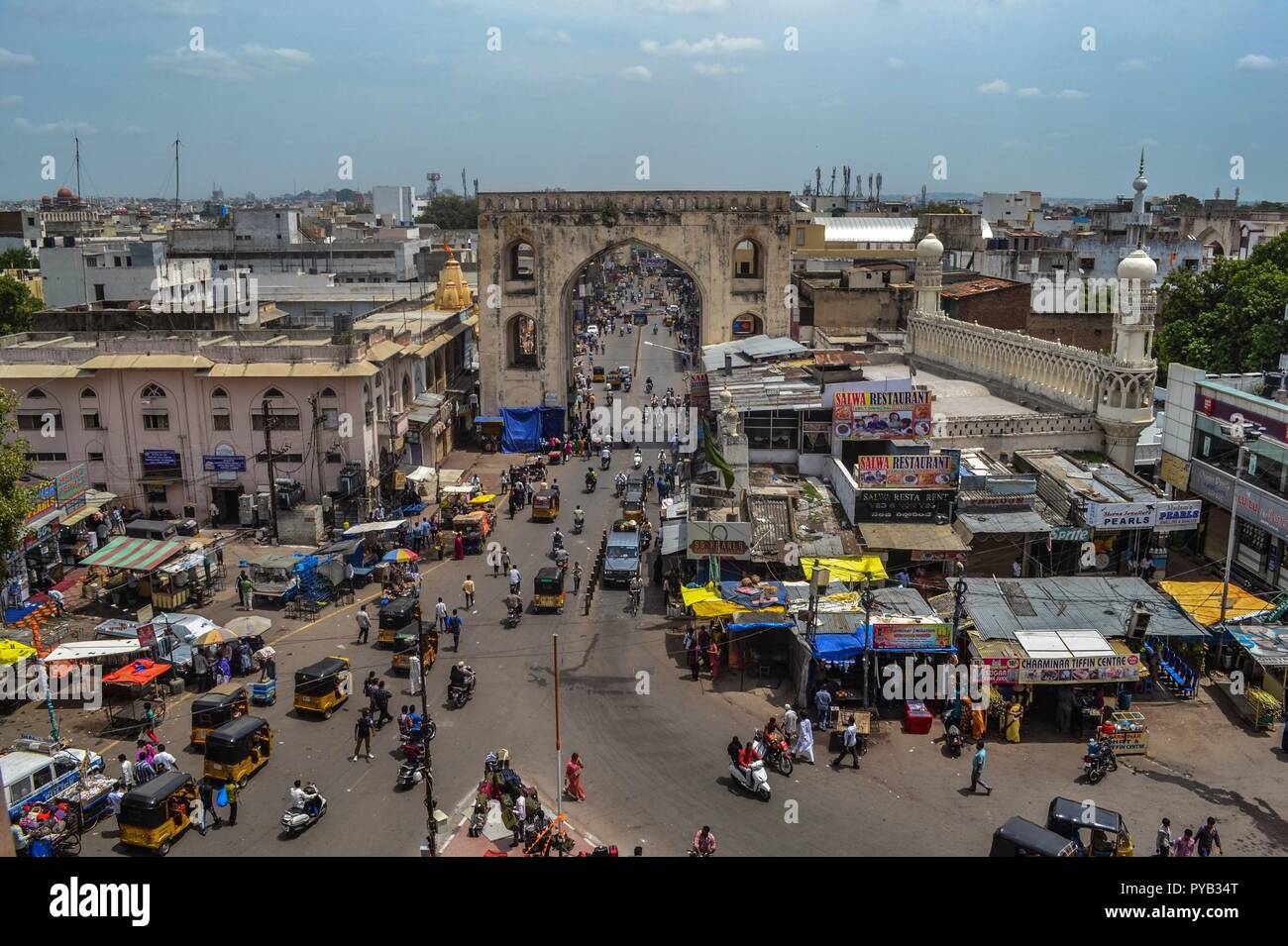 View of the market place around the Charminar/Hyderabad/India Stock ...