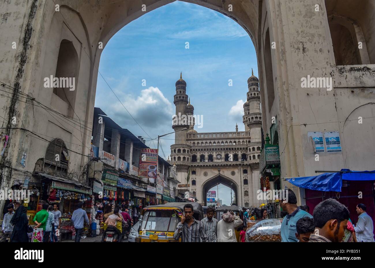 Charminar hyderabad market busy street hi-res stock photography and ...