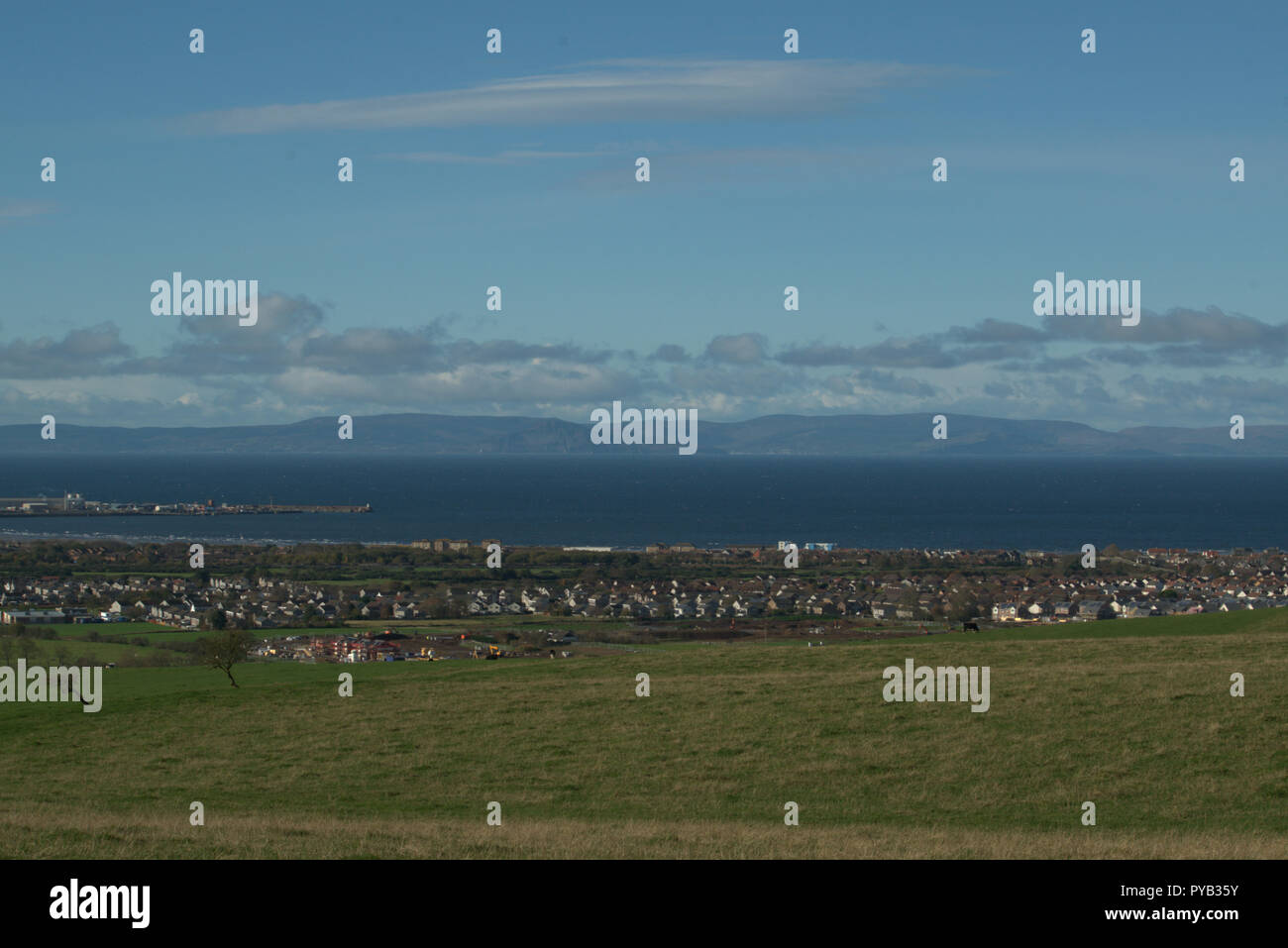 Arran viewed across the Firth of Clyde Stock Photo - Alamy
