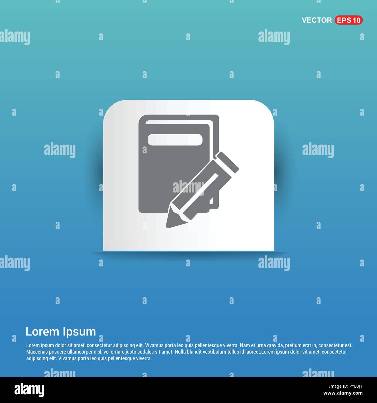 book pencil icon - Blue Sticker button Stock Vector Image & Art - Alamy