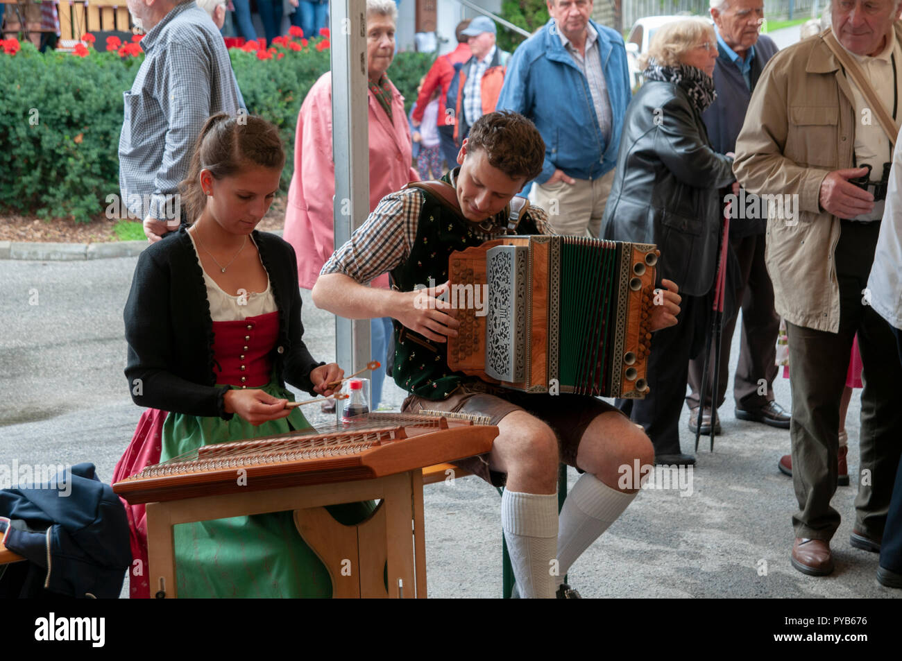 Tyrolean musician in traditional dress. Photographed in Neustift im ...