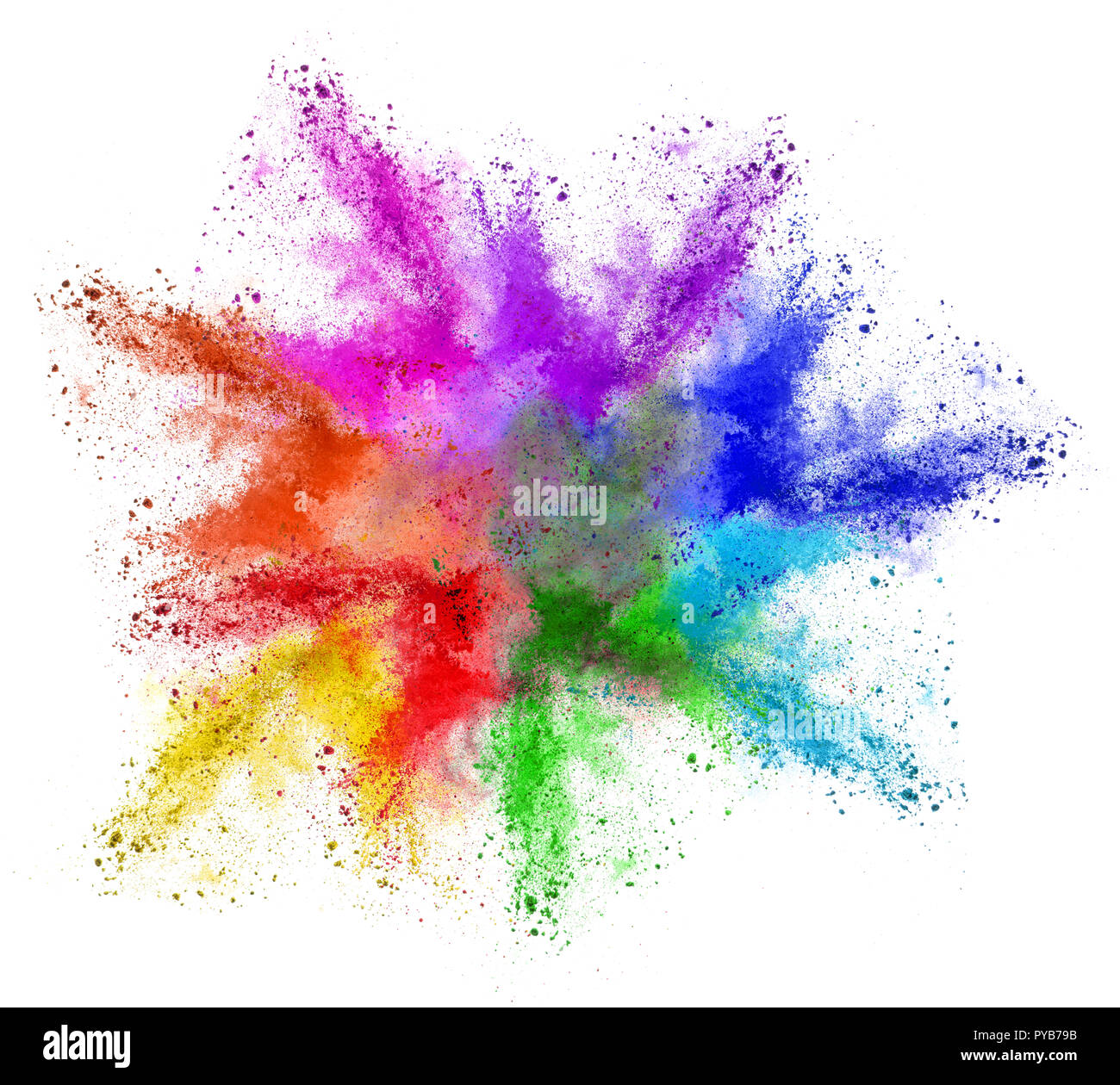 abstract colorful rainbow holi powder color cloud isolated on white ...