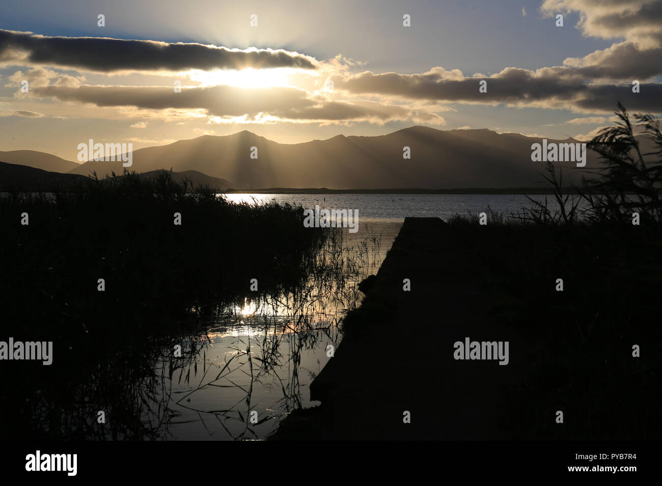 calm tranquil scene on lake wild atlantic way, county kerry, ireland ...