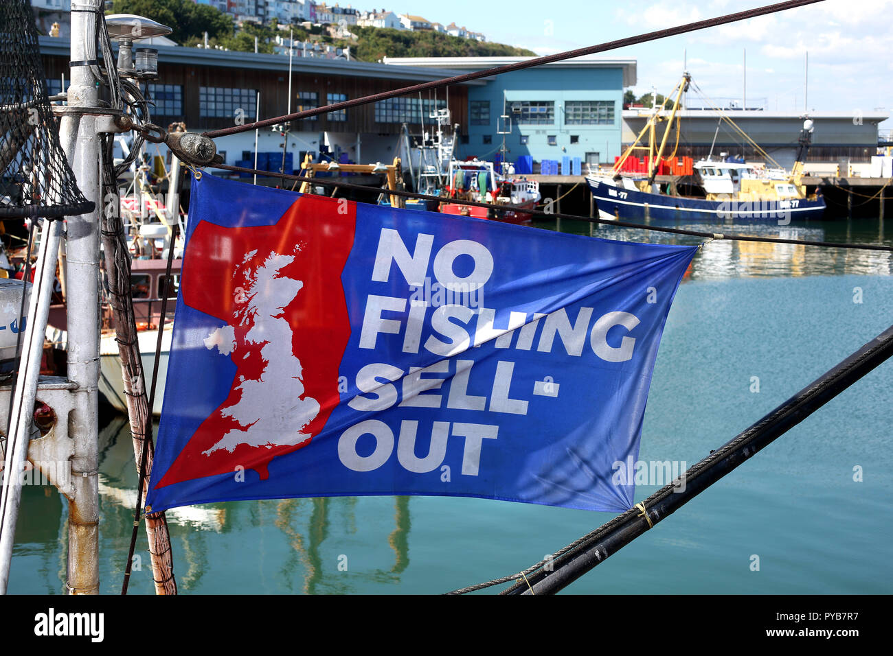 A flag in support of the British fishing industry spotted on a fishing ...