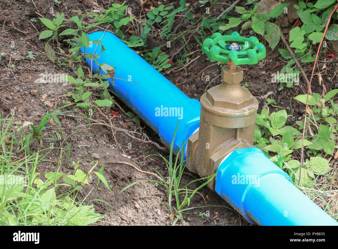 water valve and tap pipe with copy space for add text Stock Photo - Alamy