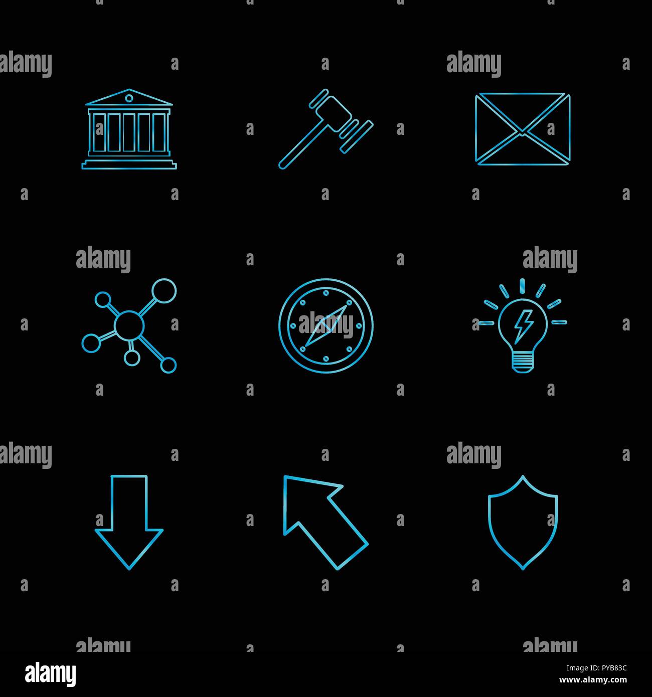 white house , hammer, envelope , chemical bonding , compass , bulb ...