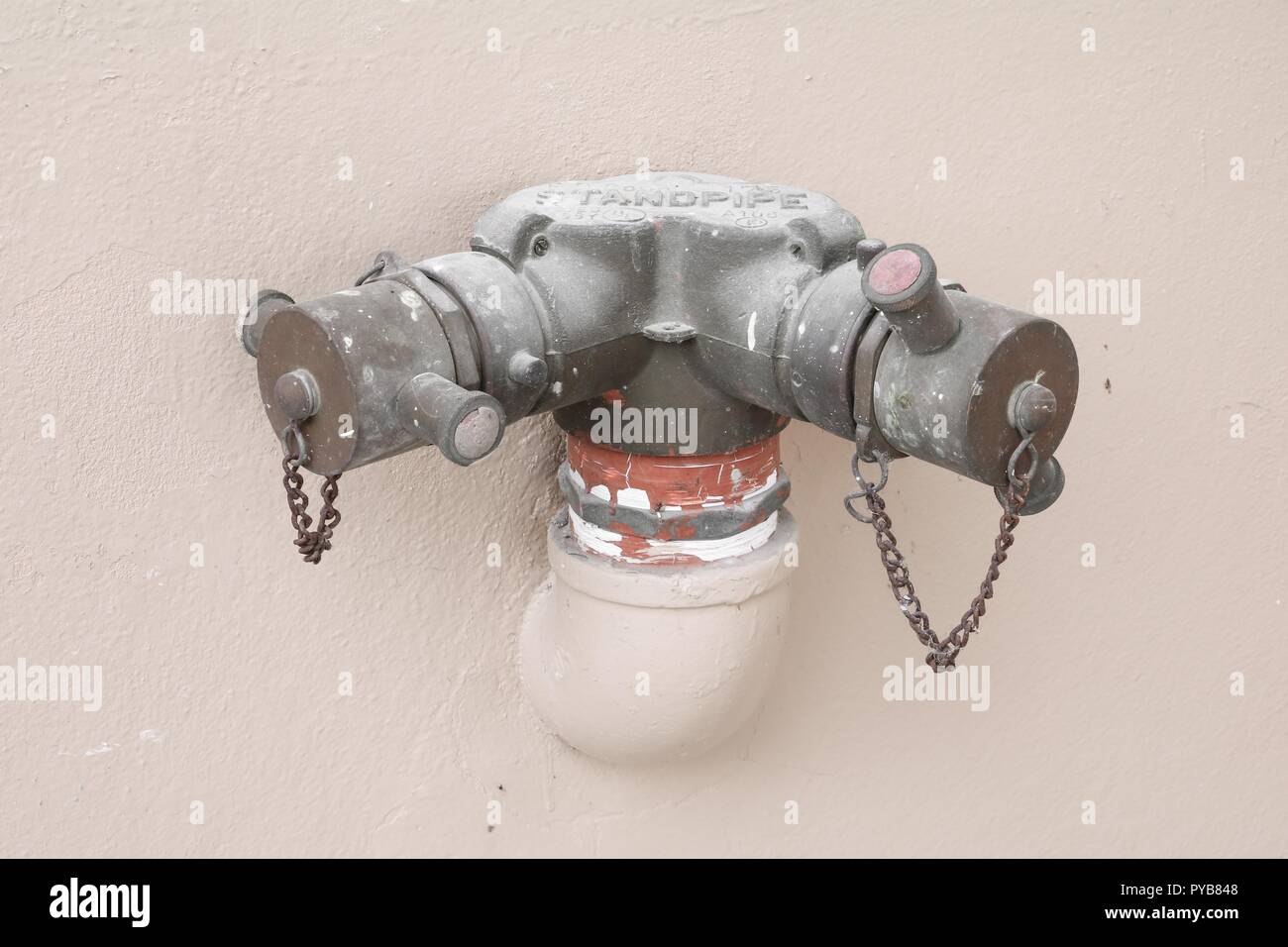 sluice plumbing fire hydrant in wall with copy space for add text Stock ...