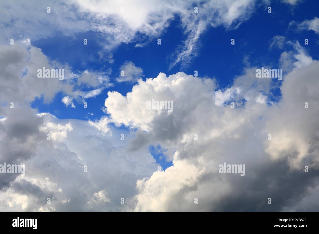 blue sky with big cloud and raincloud, art of nature beautiful and copy ...