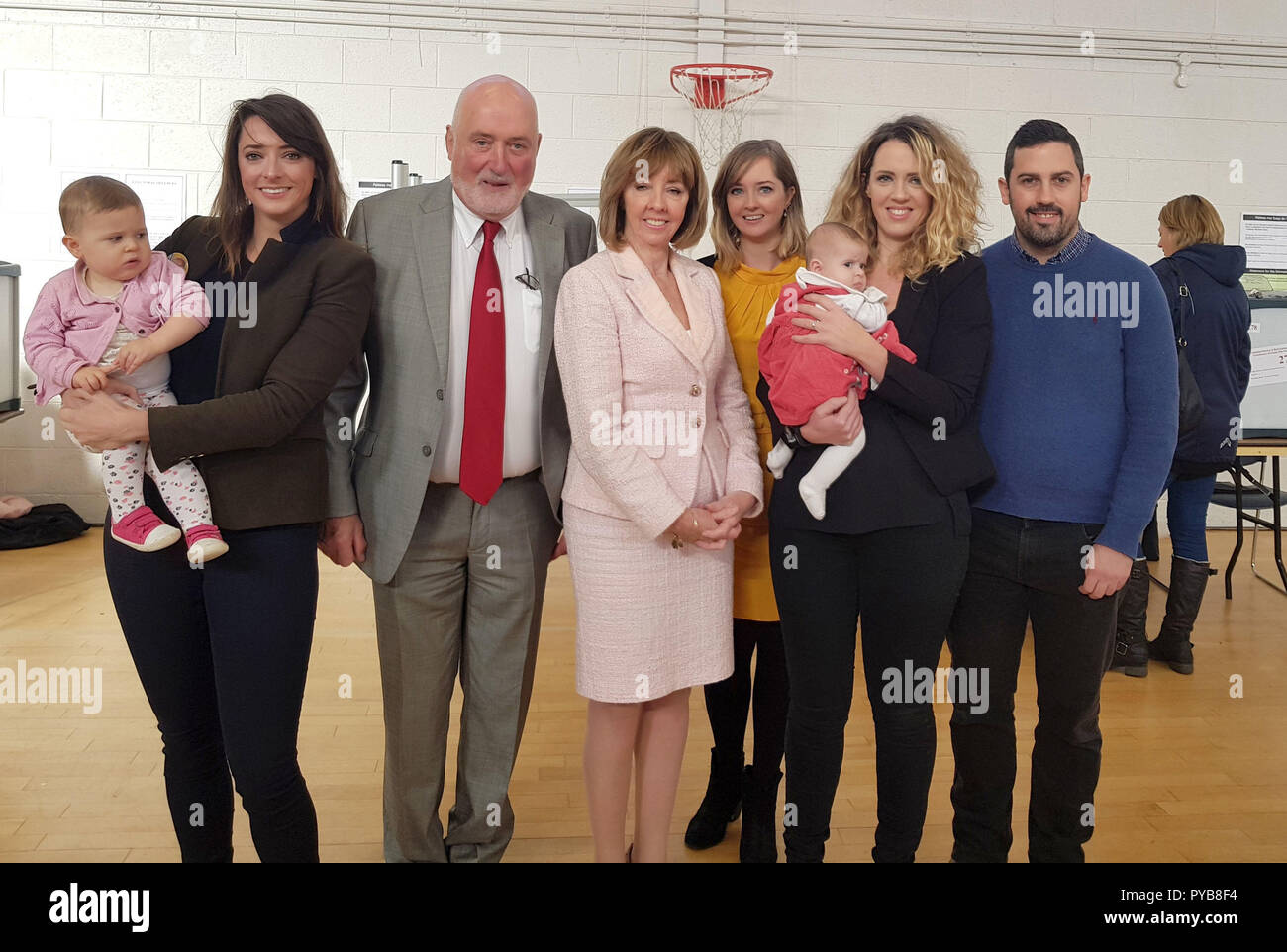 Presidential candidate Joan Freeman (centre) with family at a polling ...