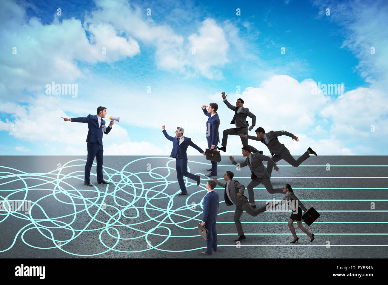 Business people in uncertainty concept Stock Photo - Alamy