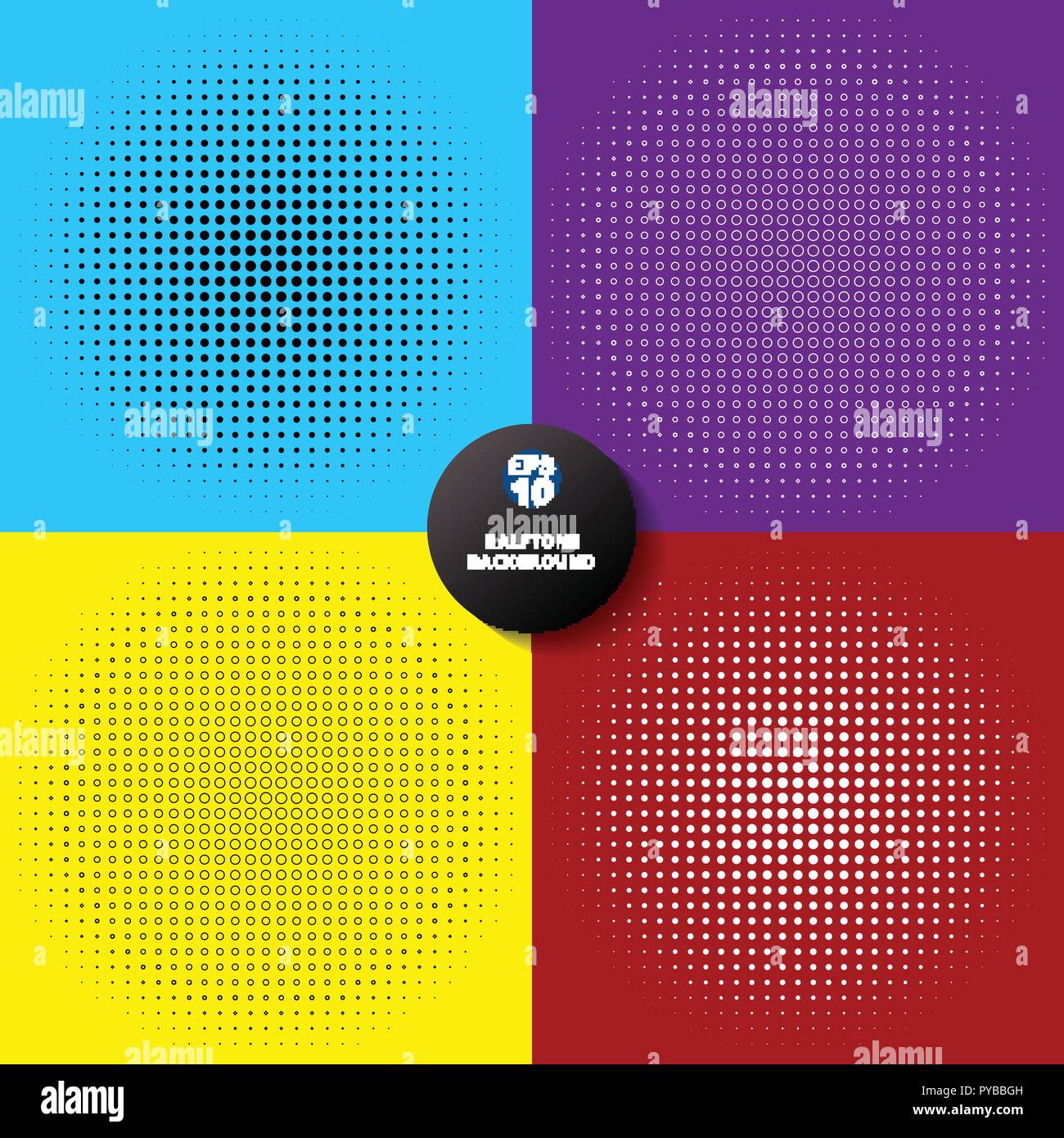 set of abstract radial dotted halftone circle background and texture ...