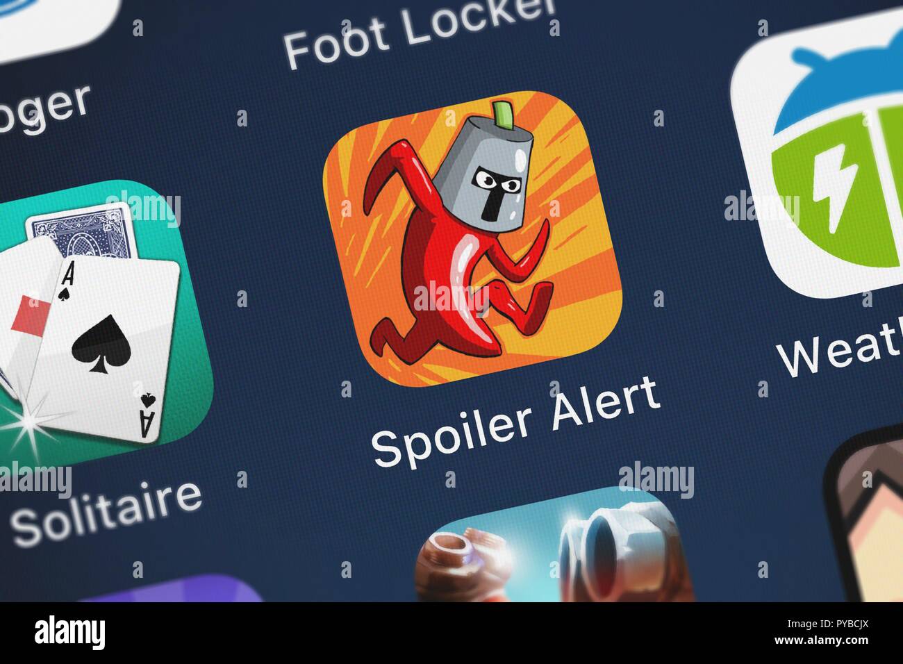 London, United Kingdom - October 26, 2018: Icon of the mobile app ...