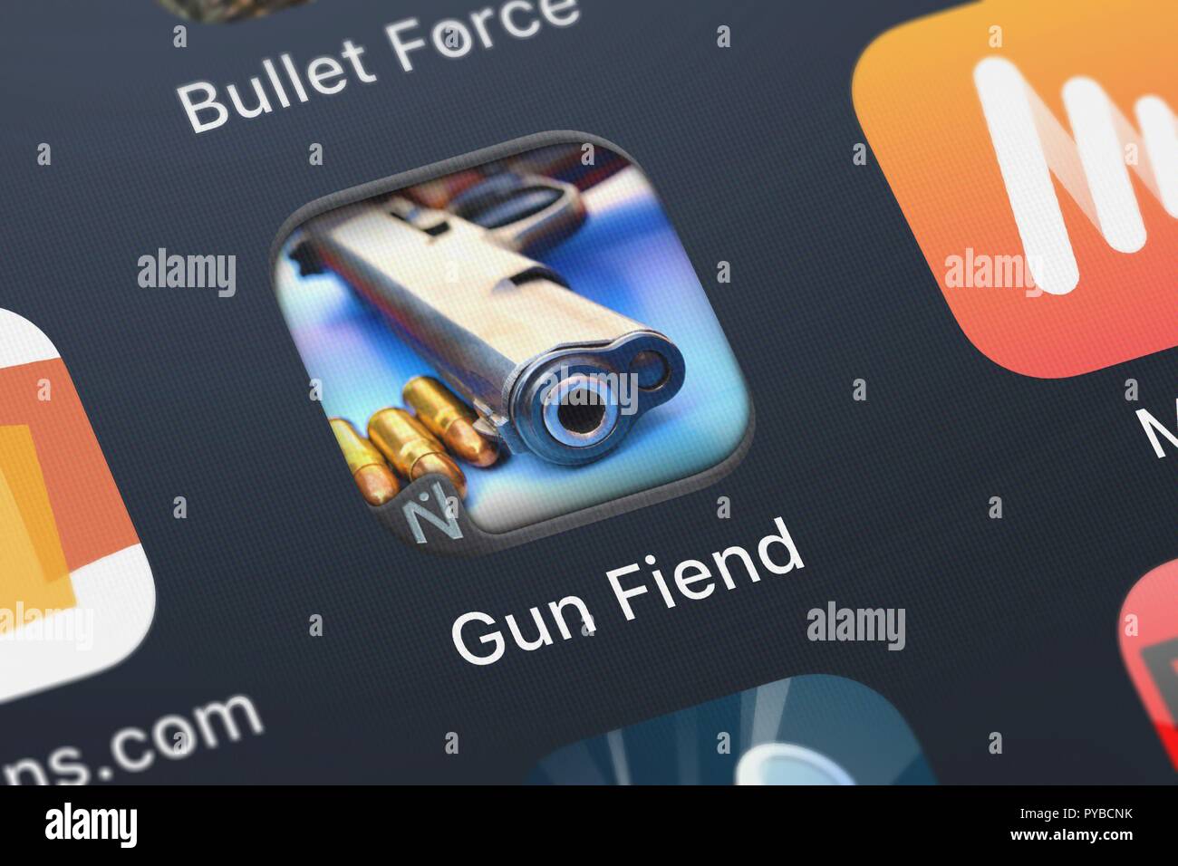 London, United Kingdom - October 26, 2018: Close-up shot of the Gun ...