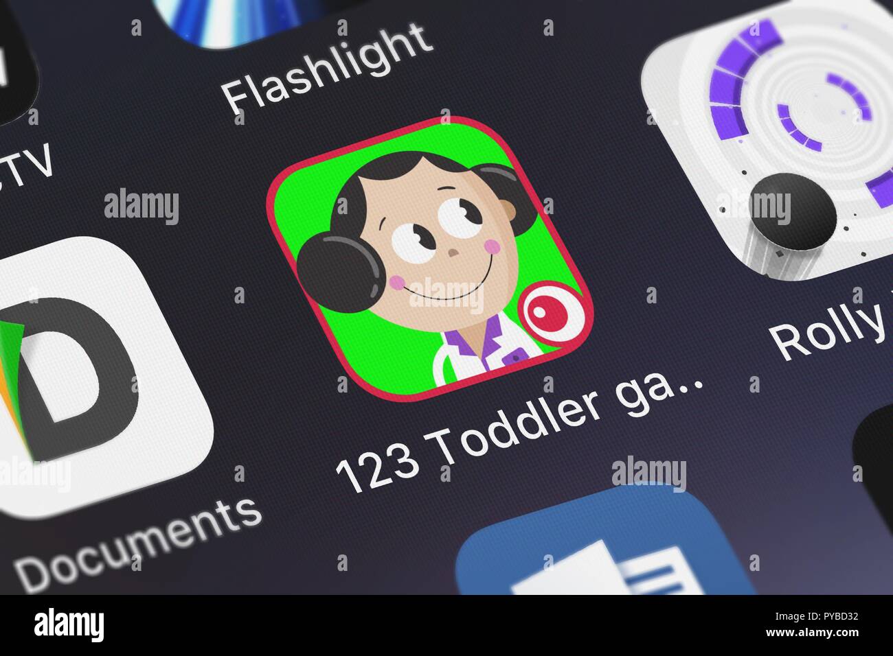 London, United Kingdom - October 26, 2018: Close-up shot of the 123 ...