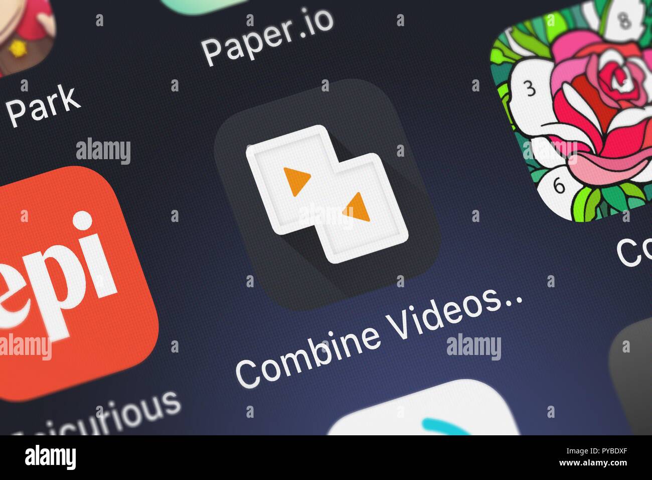 London, United Kingdom - October 26, 2018: Close-up shot of the Combine ...