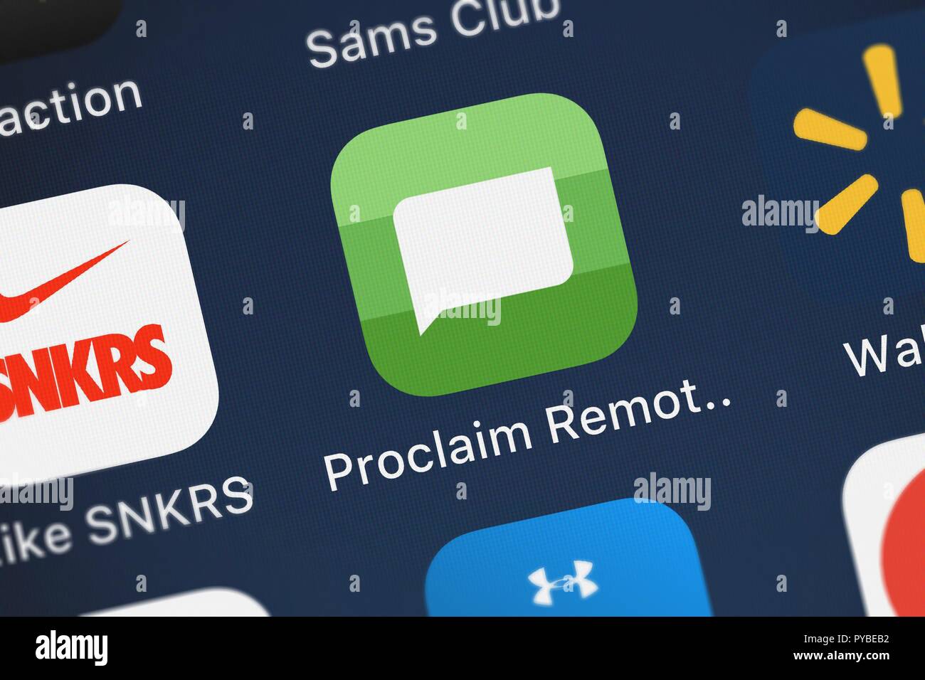 London, United Kingdom - October 26, 2018: Close-up shot of the ...