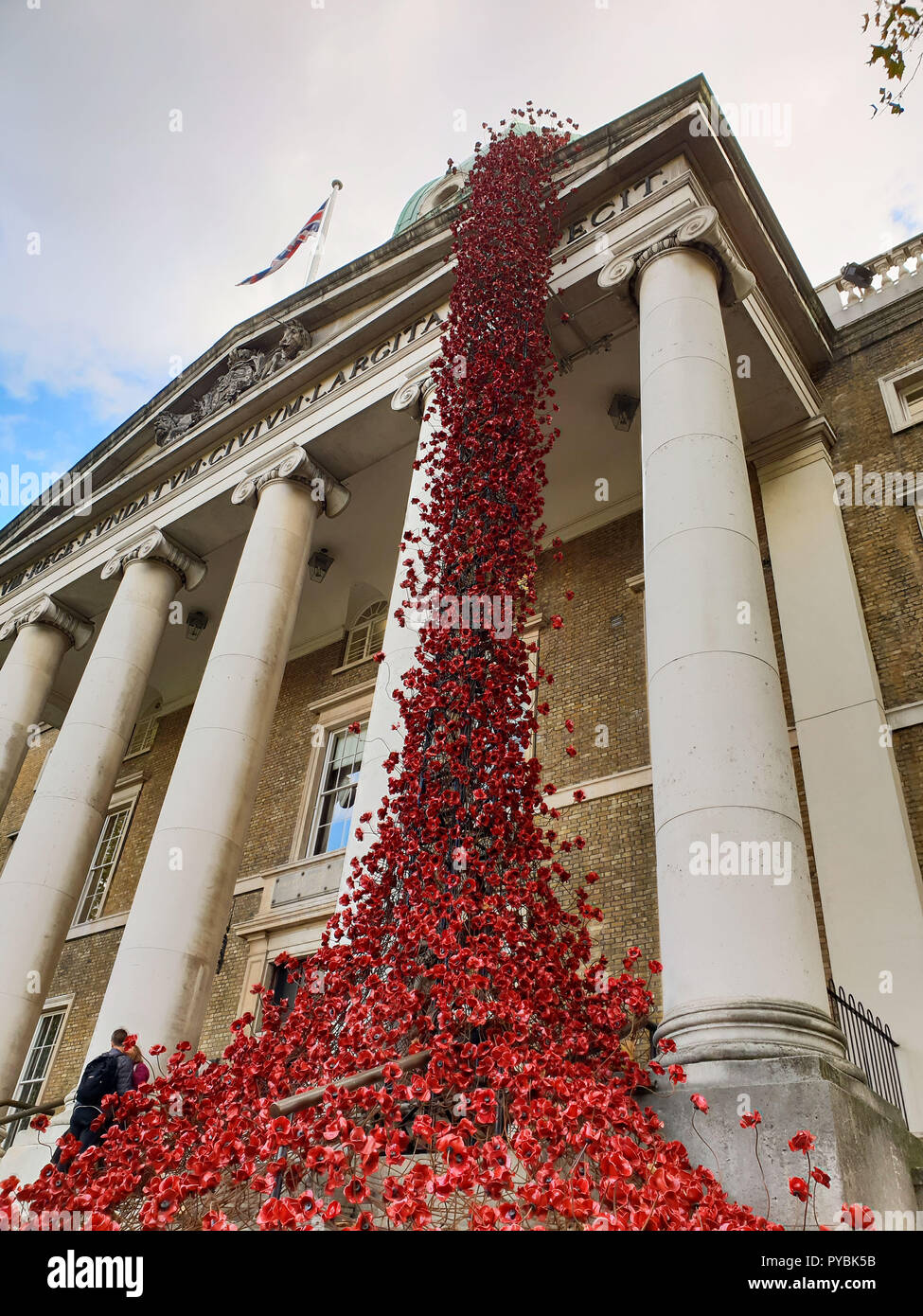 Imperial War Museum. London. UK 26 Oct 2018 - 11,000 poppies form ‘Weeping Window’, a fraction ...