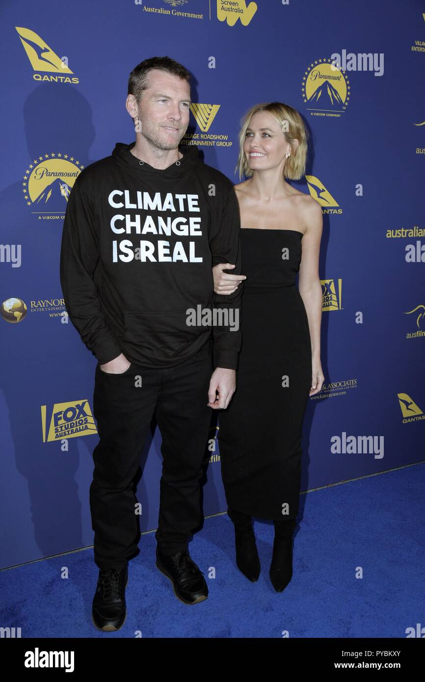 Los Angeles, CA, USA. 24th Oct, 2018. Sam Worthington, Lara Bingle at ...