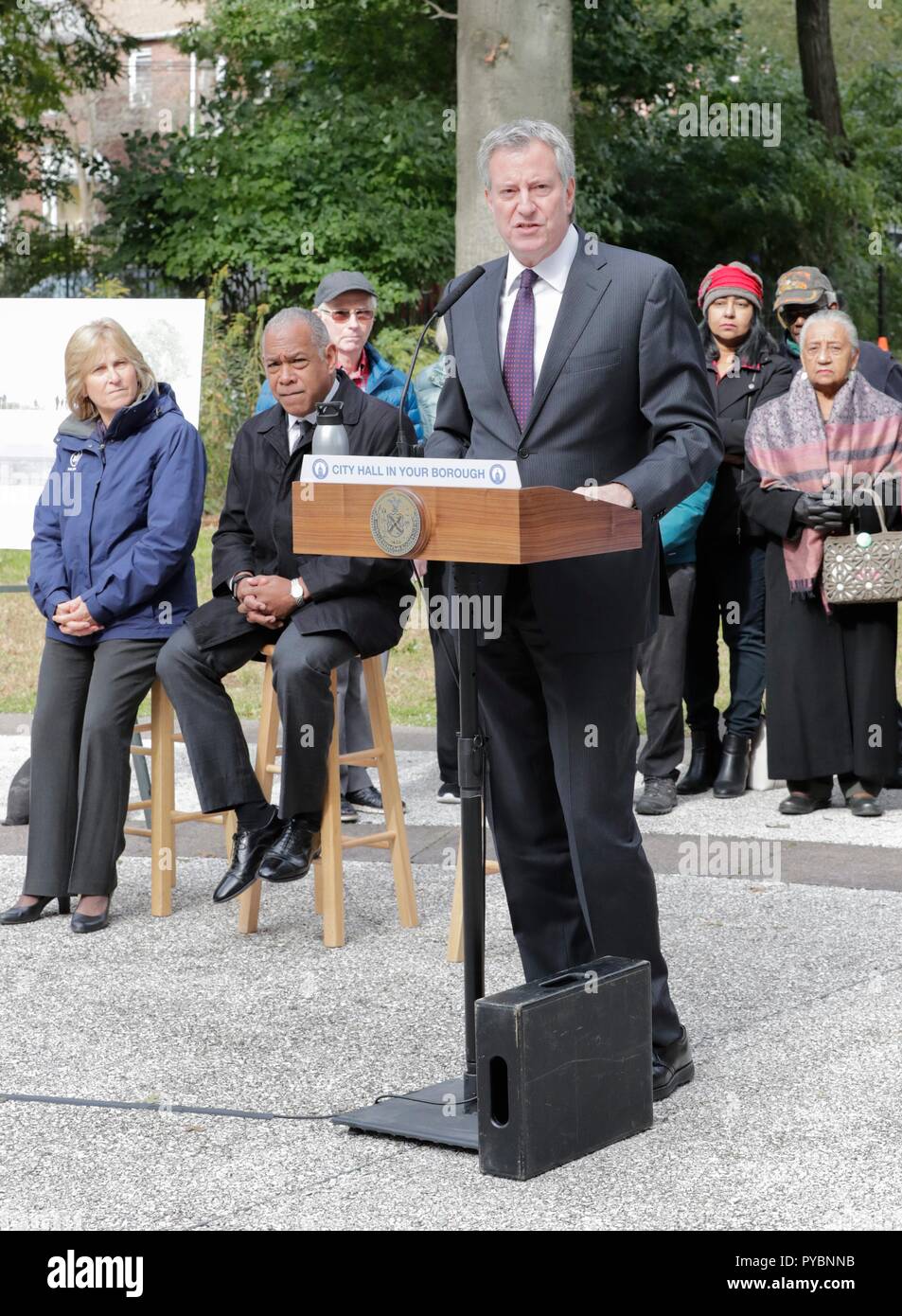 Flushing, Queens, New York, USA, October 26, 2018 - Mayor Bill de ...