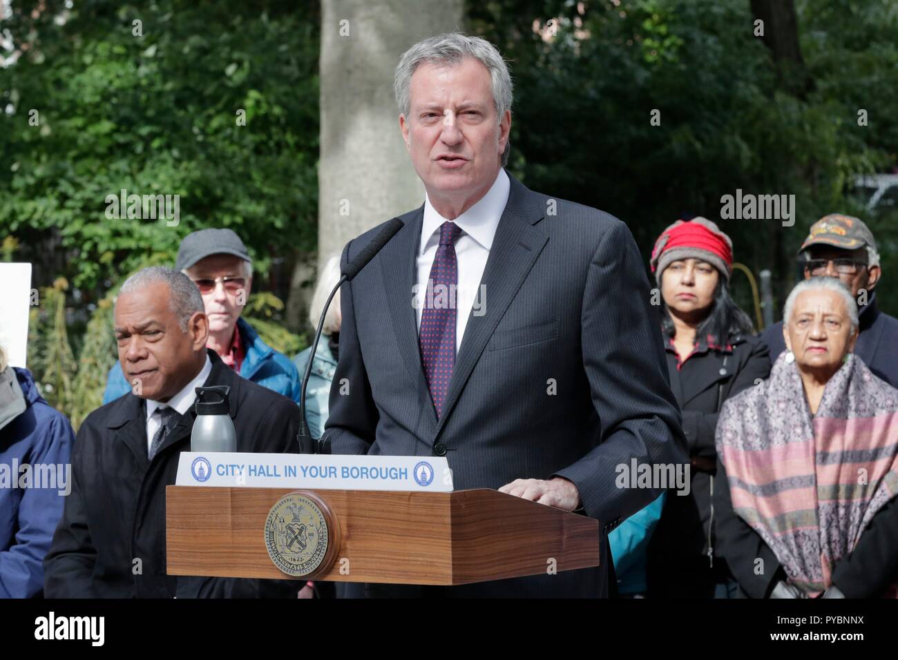 Flushing, Queens, New York, USA, October 26, 2018 - Mayor Bill de ...