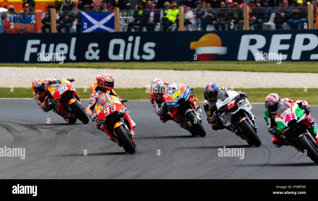 Melbourne, Australia. 27 October 2018.: Marc Marquez (ESP) riding the ...