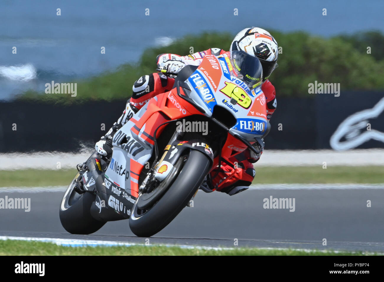 Melbourne, Australia. 27 October 2018. Alvaro Bautista (SPA) on the No ...