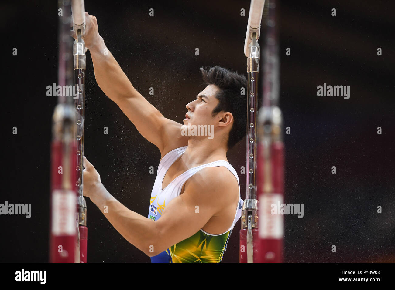 Doha, Qatar. 26th Oct, 2018. ARTHUR MARIANO from Brazil chalks up the ...