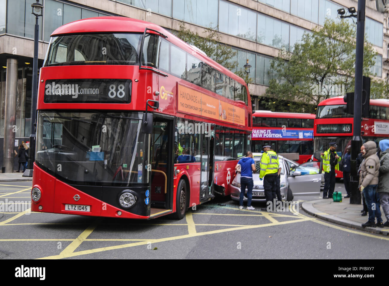 London UK 27 October 2018 A collision between the Bus no 88 and a car ...