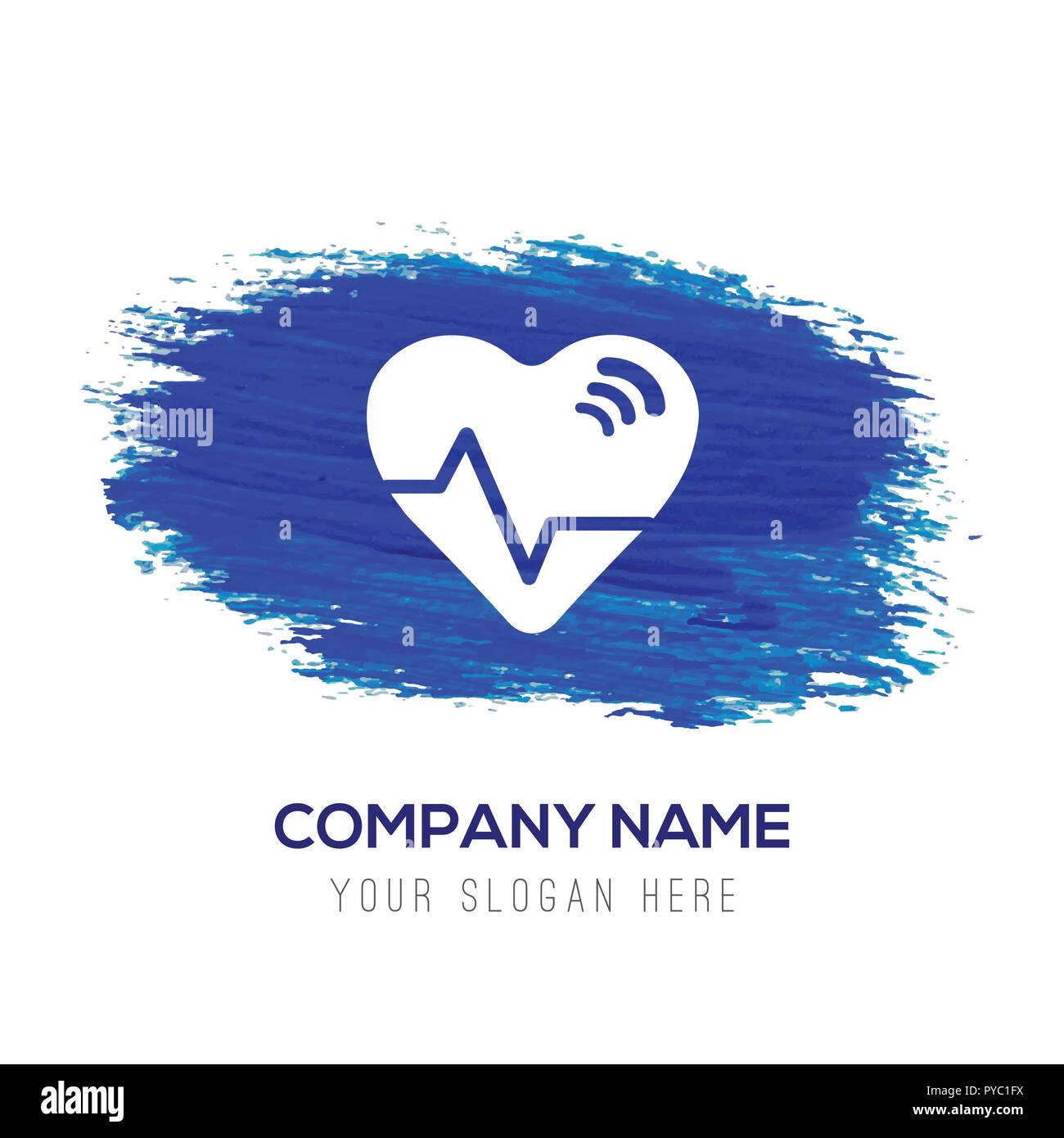 Ecg icon - Blue watercolor background Stock Vector Image & Art - Alamy