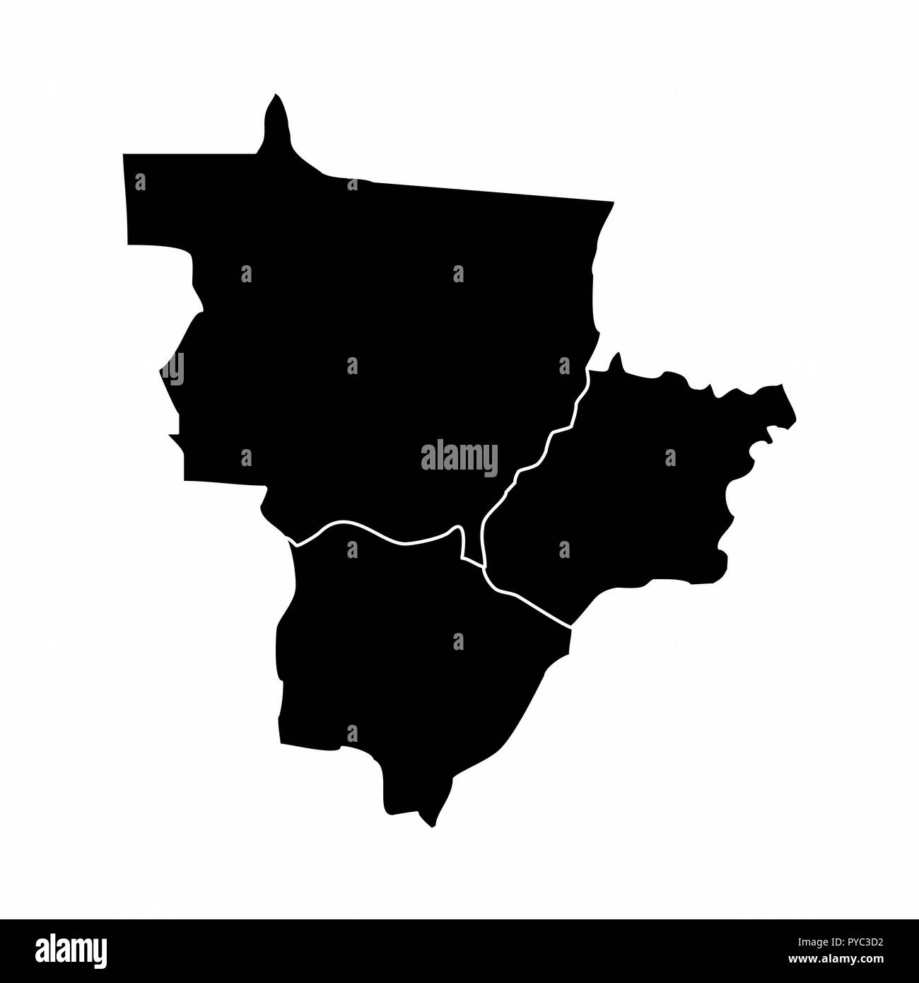 Map of the Brazil center-west region isolated on white background Stock ...