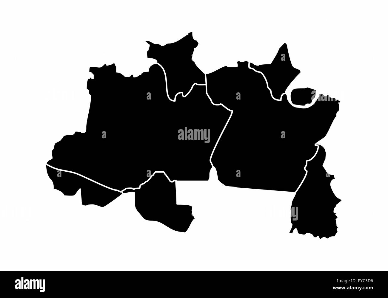 Map of the Brazil north region isolated on white background Stock ...