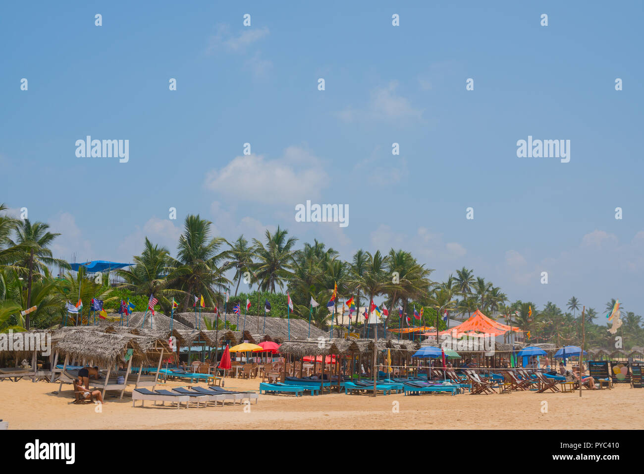 Flags of different countries on the beach in Hikkaduwa Stock Photo - Alamy