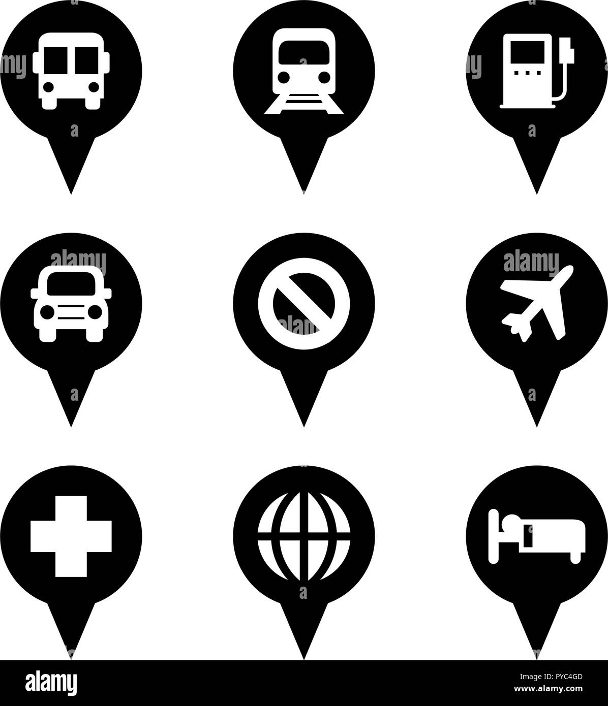 Map marker icon bus hi-res stock photography and images - Alamy