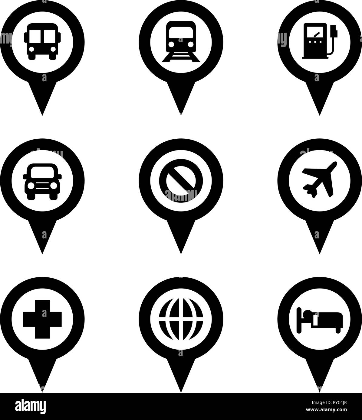 Map marker icon train hi-res stock photography and images - Alamy