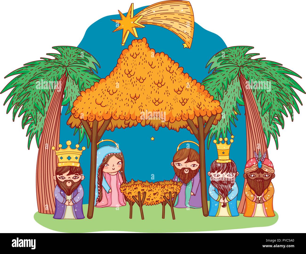 nativity christmas cartoon Stock Vector Image & Art - Alamy