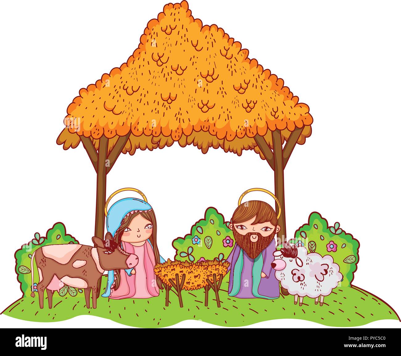 nativity christmas cartoon Stock Vector Image & Art - Alamy