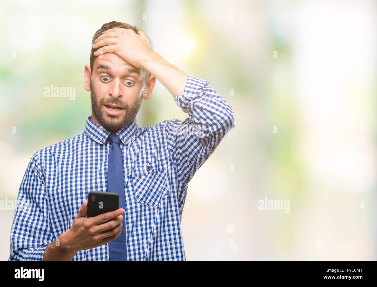 Young hadsome man texting sending message using smartphone over ...