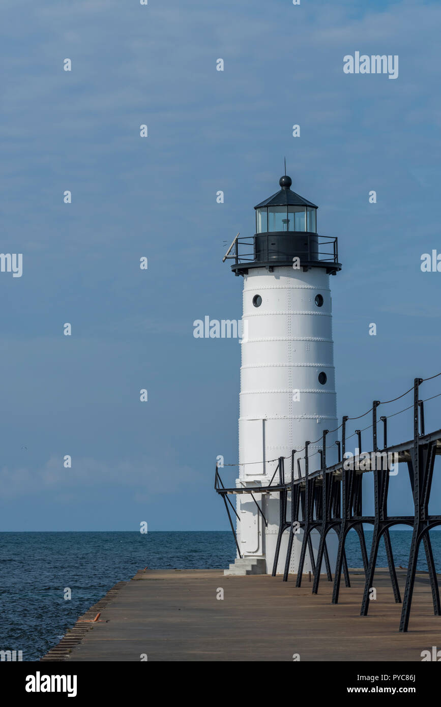 Manistee North Pierhead Lighthouse, Lake Michigan, Manistee, Michigan ...