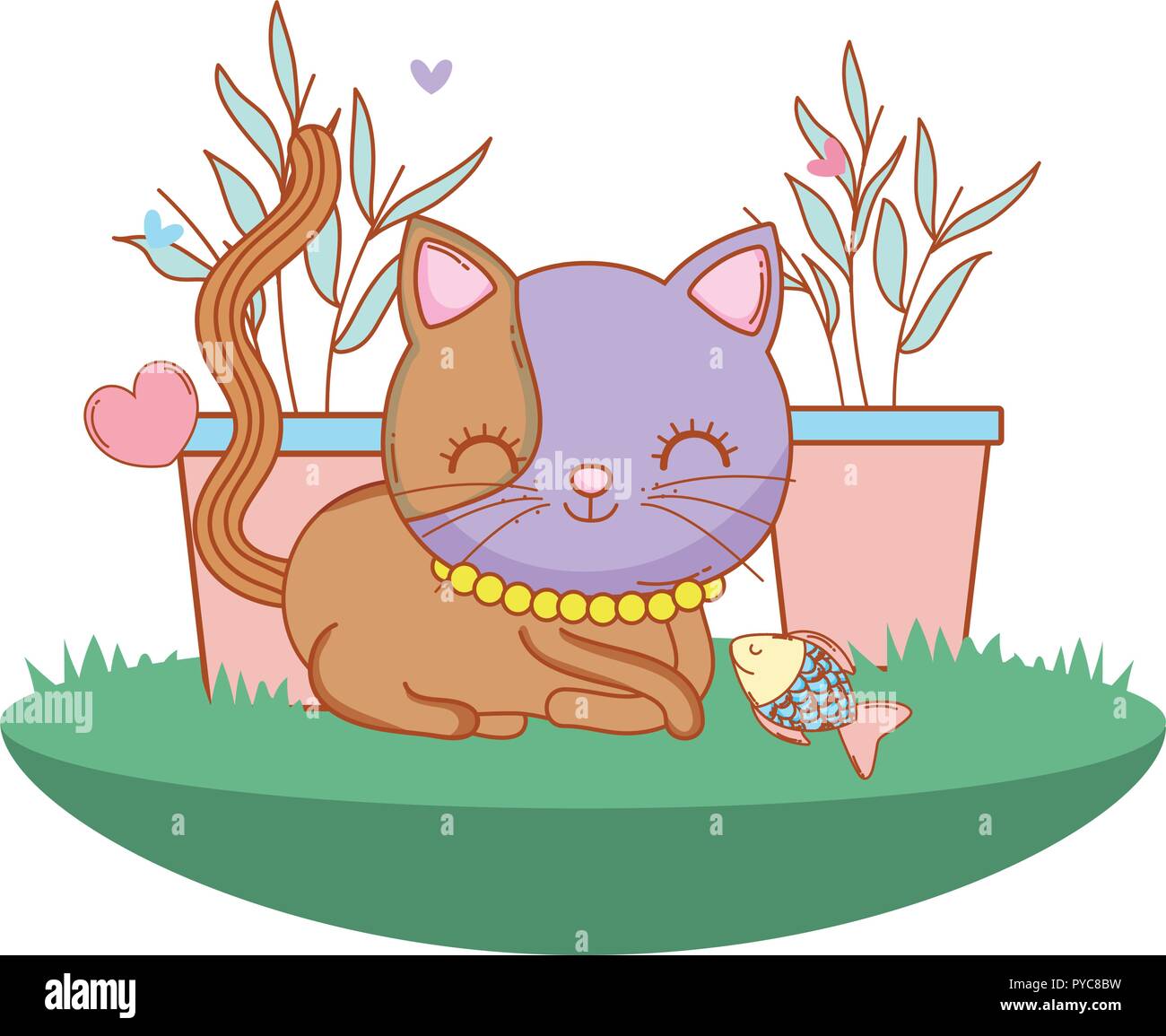 kitty cat outdoors cartoon Stock Vector Image & Art - Alamy
