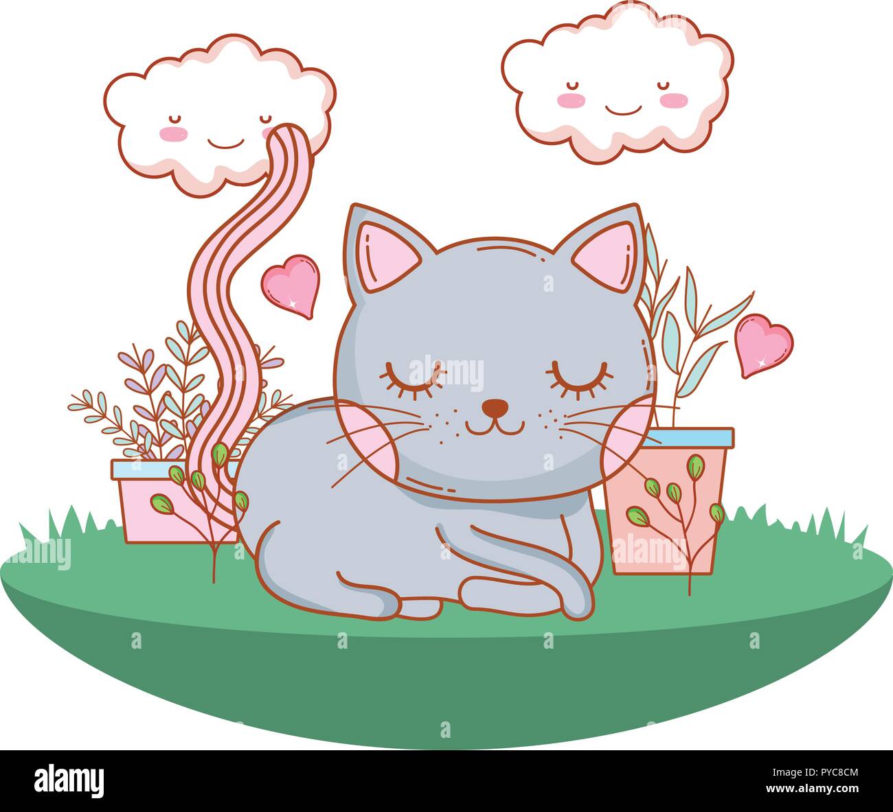 kitty cat outdoors cartoon Stock Vector Image & Art - Alamy