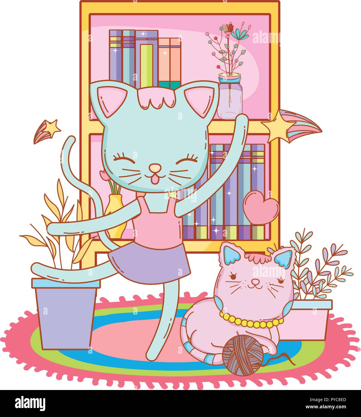 ballerina cat and relaxed kitty cartoon Stock Vector Image & Art - Alamy