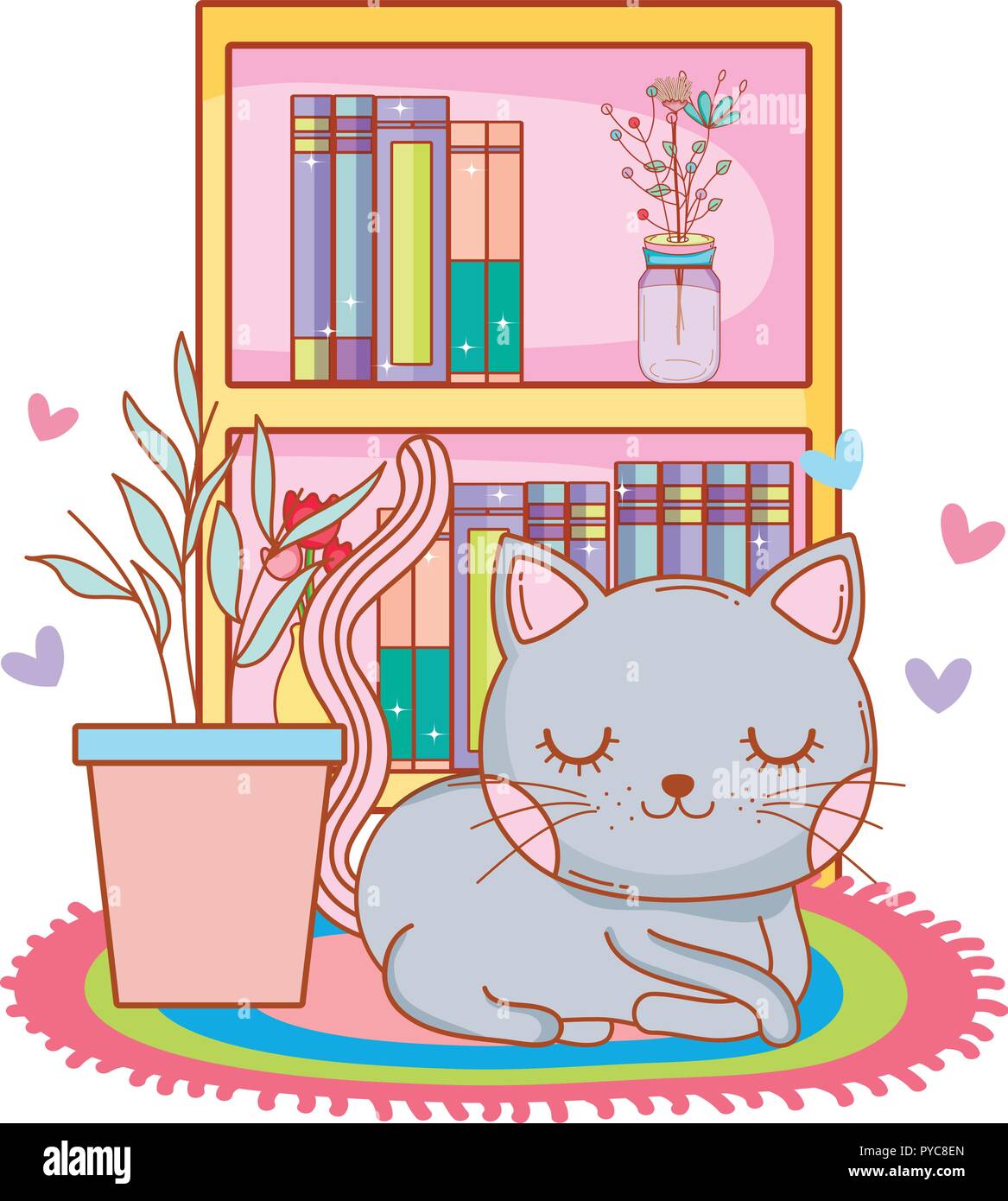 kitty cat lay down cartoon Stock Vector Image & Art - Alamy