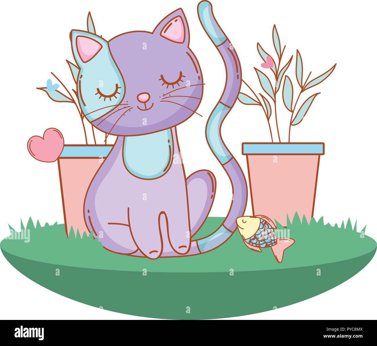 kitty cat outdoors cartoon Stock Vector Image & Art - Alamy