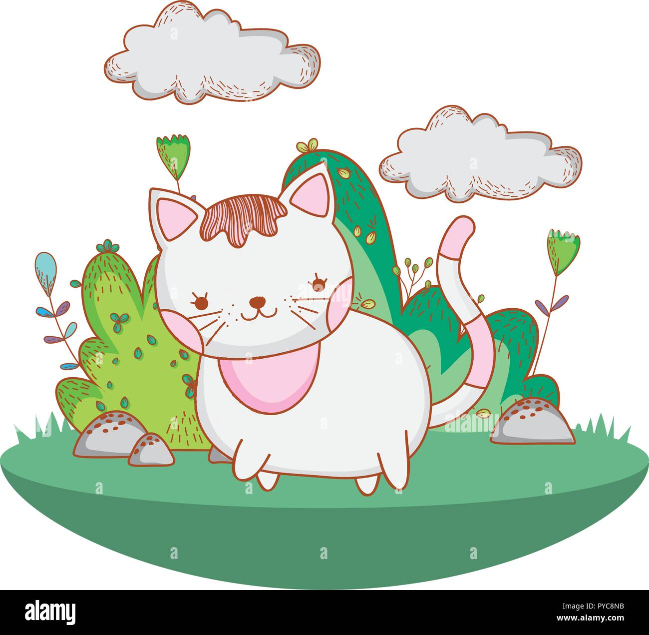 kitty cat outdoors cartoon Stock Vector Image & Art - Alamy