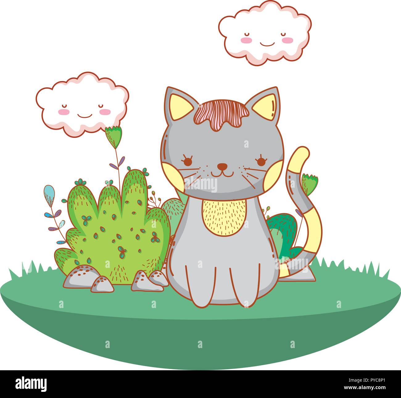 kitty cat outdoors cartoon Stock Vector Image & Art - Alamy