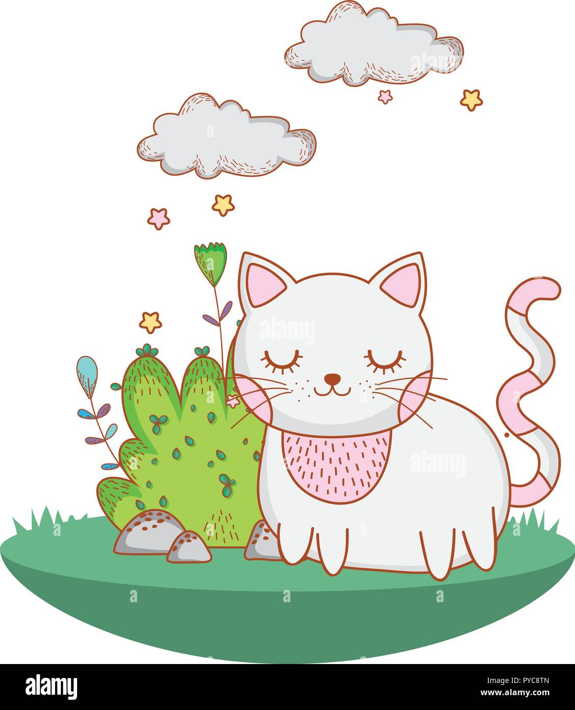 kitty cat outdoors cartoon Stock Vector Image & Art - Alamy